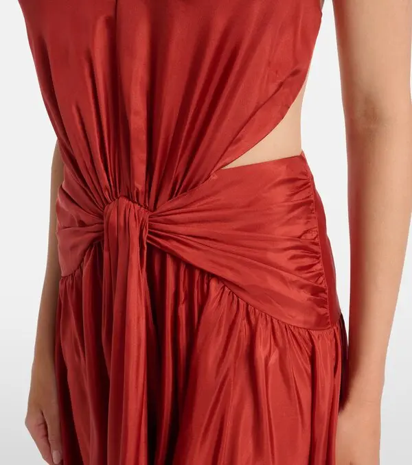 Zimmermann Indra Cutout Draped Silk Maxi Dress - Red