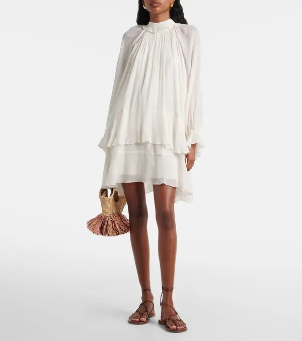 Poupette St Barth Dina Ruffled Chiffon Minidress
