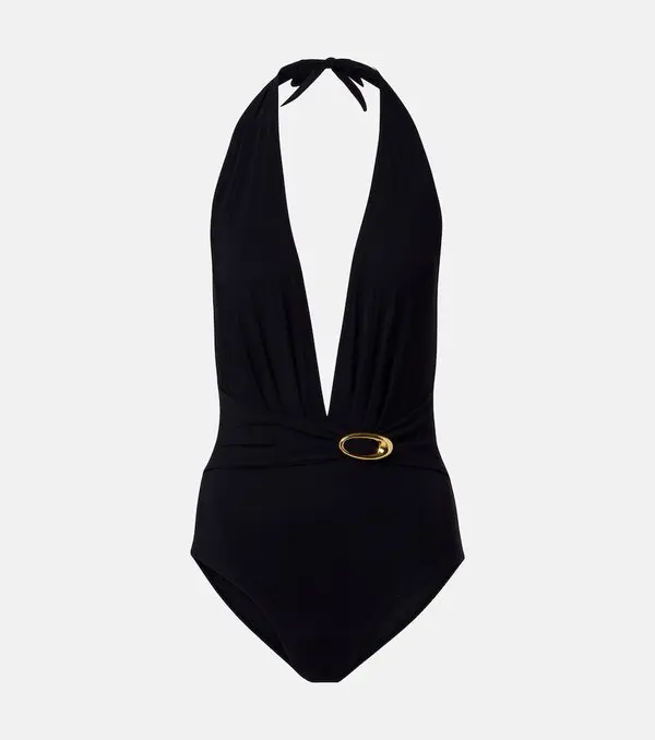 KARLA COLLETTO Solid Embellished One Piece Swimsuit - Black