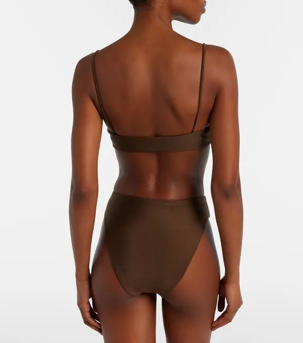 Jade Swim Muse Beaded Bikini Top - Brown