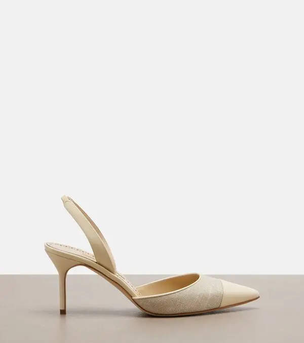 Manolo Blahnik Capsli Leather-trimmed Slingback Pumps