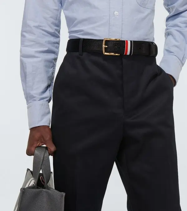 Thom Browne Calf Leather Belt With Gold-tone Buckle