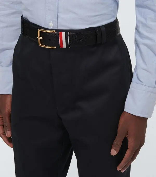 Thom Browne Calf Leather Belt With Gold-tone Buckle