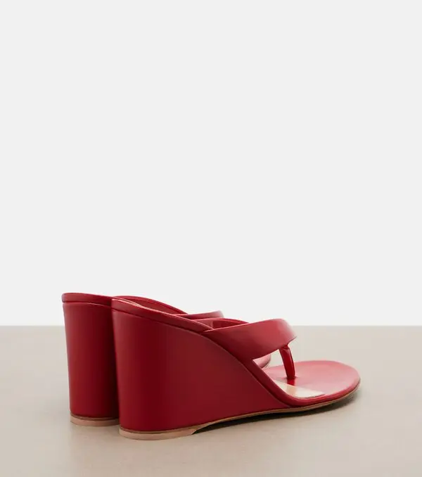 GIANVITO ROSSI Leather Wedge Thong Sandals