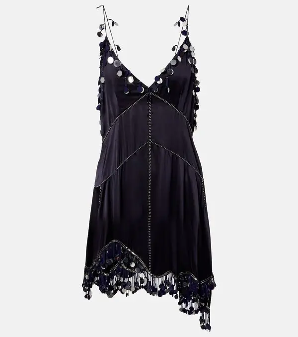 Isabel Marant Étoile Ludna Embellished Silk Satin Minidress - Blue