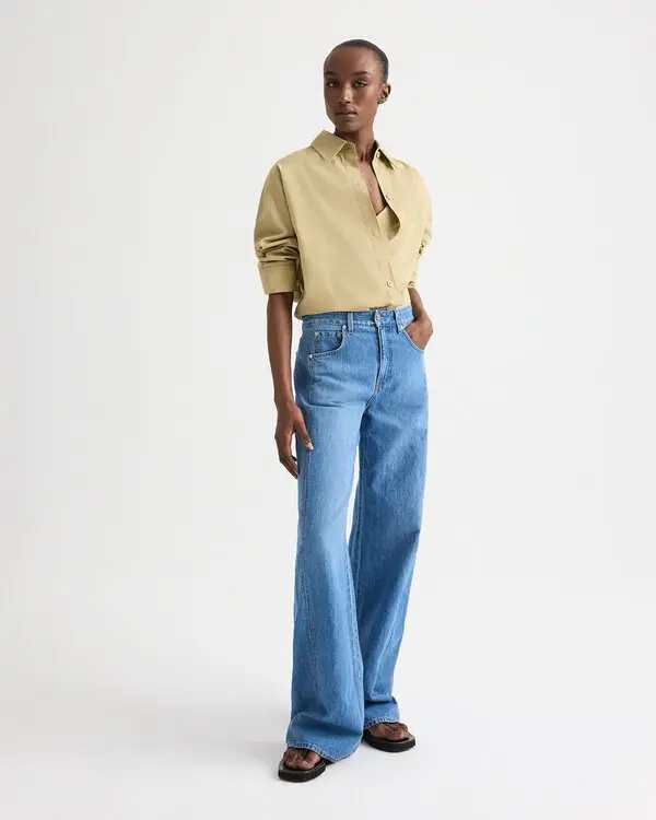TWP Oversized Cotton Shirt - Olive Grey