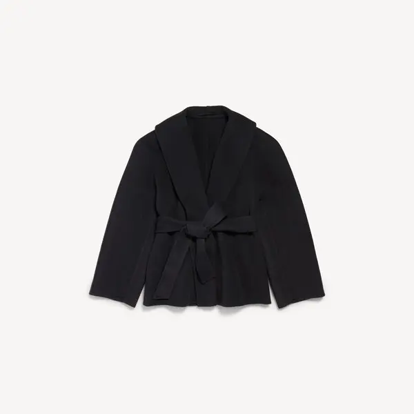 Balenciaga Double Face Wool Wrap Coat - Black