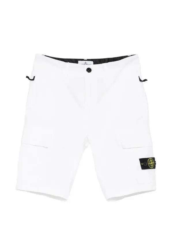 Stone Island Garment-dyed Stretch Cotton Shorts - White