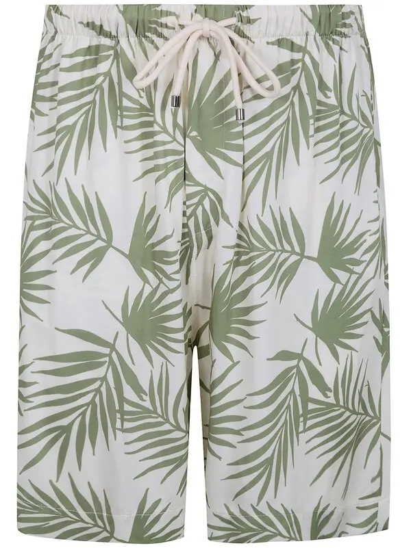 LANEUS Printed Viscose Shorts - White