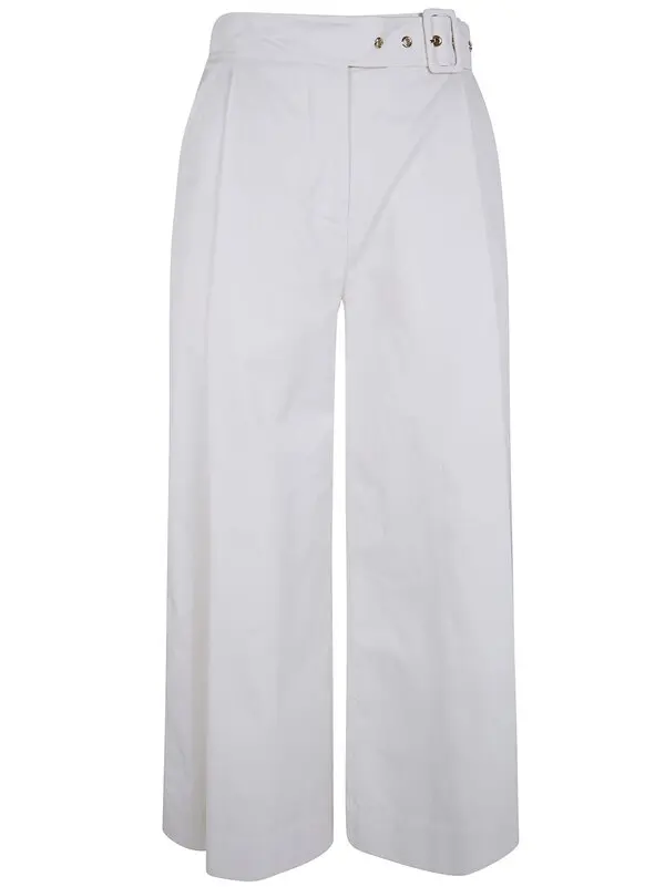 TWINSET Wide Leg Belted Trousers - White
