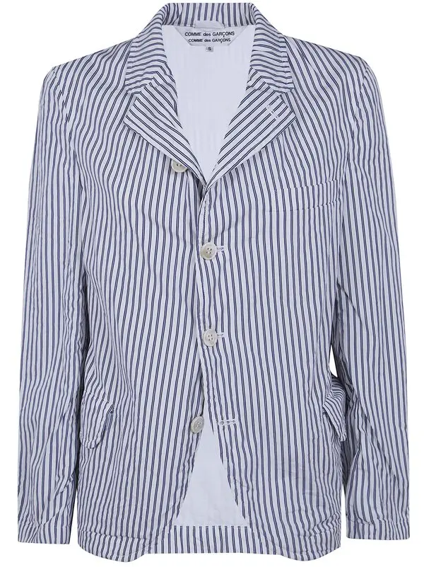 Comme Des Garçons Striped Blazer Jacket - White