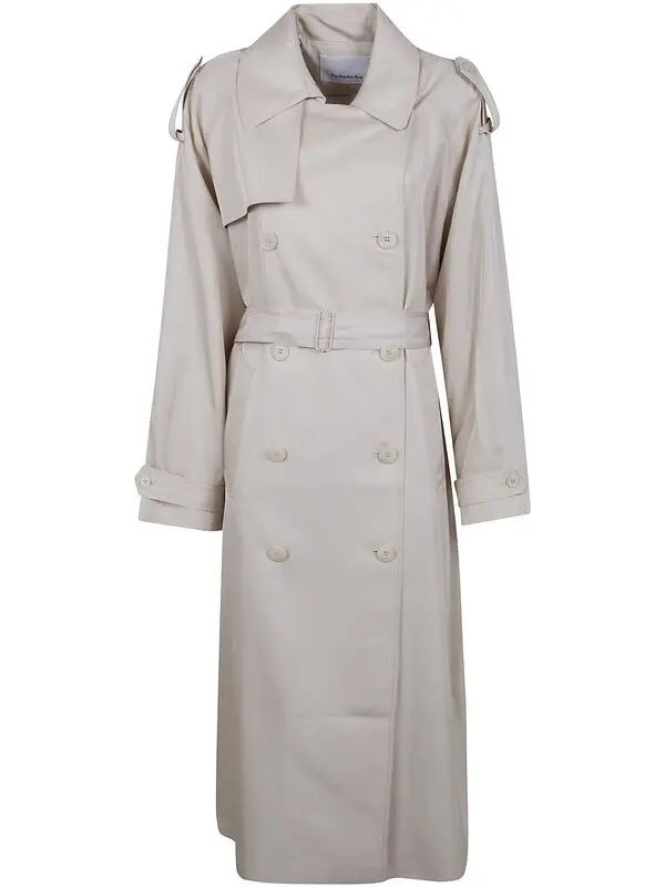 THE FRANKIE SHOP Veyron Fluid Twill Trench Coat - Beige