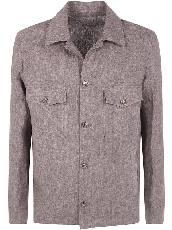 BARBA NAPOLI Park Linen Shirt - Brown