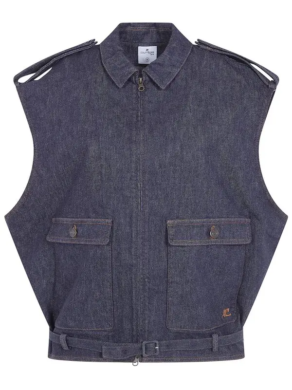 COURREGES Sleeveless Denim Jacket - Gray