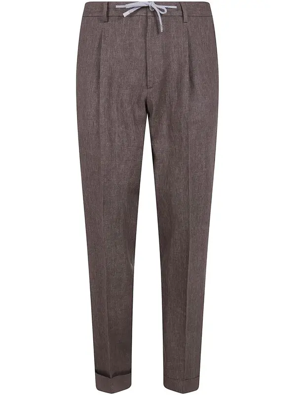 BARBA NAPOLI Roma Linen Chino Trousers - Brown