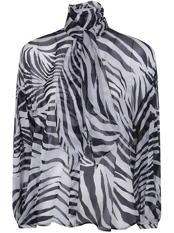 Max Mara Ballata Zebra-print Silk Shirt - White
