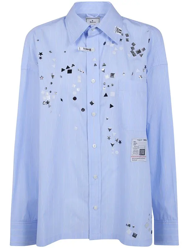 Mihara Yasuhiro Embellished Striped Shirt