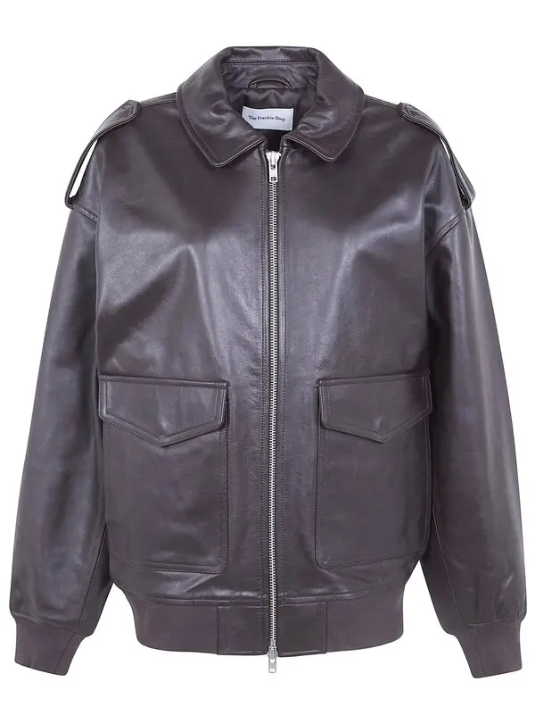 THE FRANKIE SHOP Viper Leather Jacket - Brown