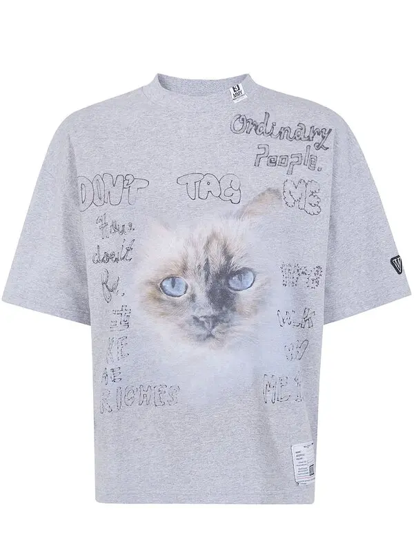 Mihara Yasuhiro Cat Printed" Tee - Gray