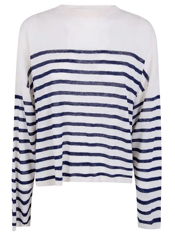 Majestic International Oversized Striped Linen T-shirt - Blue