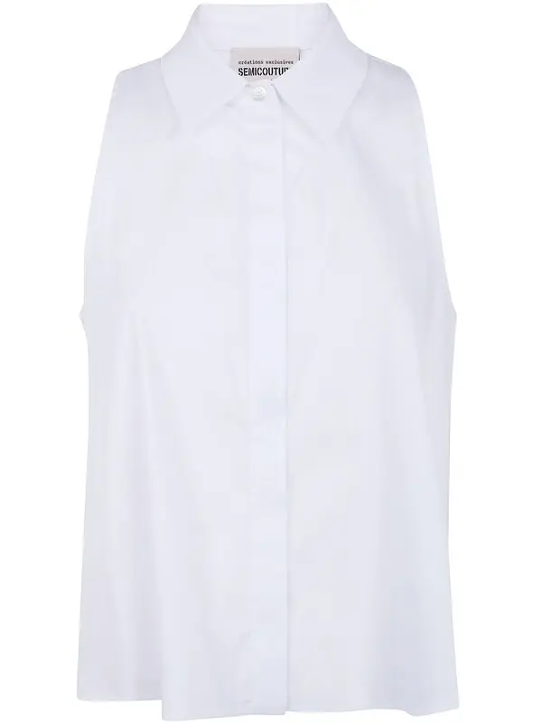SEMICOUTURE Popeline Cotton Mini Top - White
