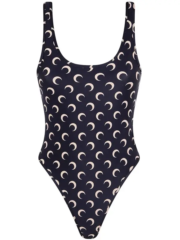 MARINE SERRE Moon Printed Jersey Swimwear One Piece - Brown