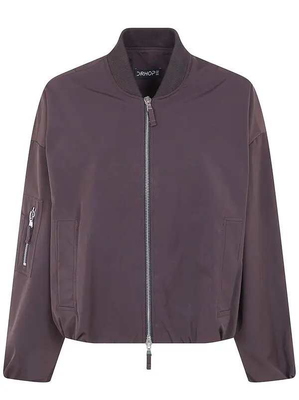 DRHOPE Nylon Bomber Jacket - Brown