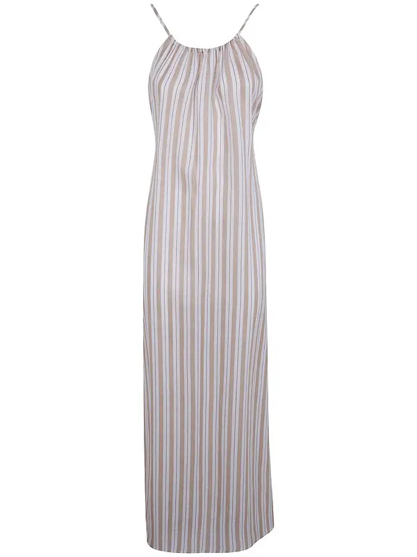 SEMICOUTURE Stripe Midi Dress - Beige