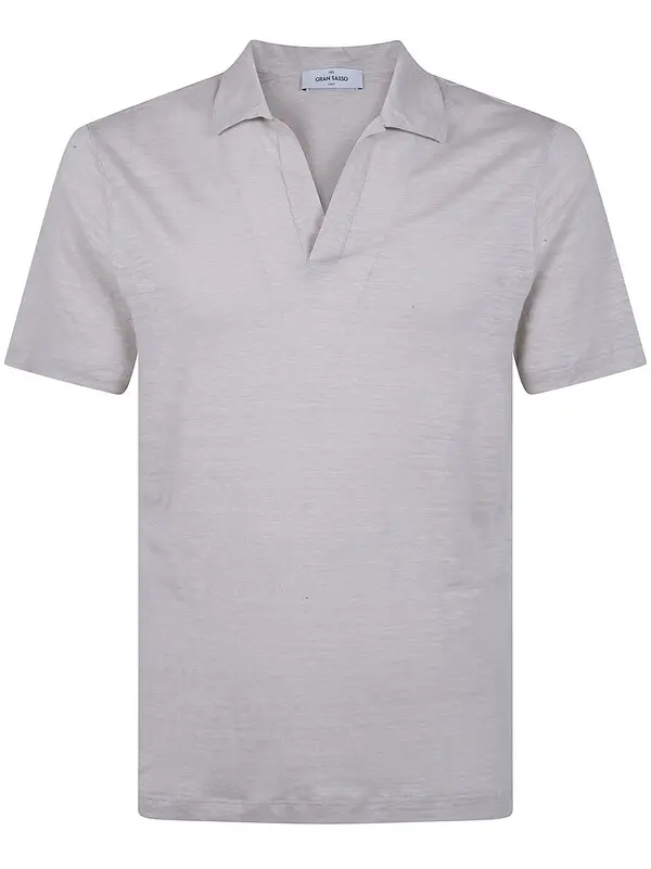 GRAN SASSO Logo Print Short Sleeves Skipper Polo Shirt - Beige