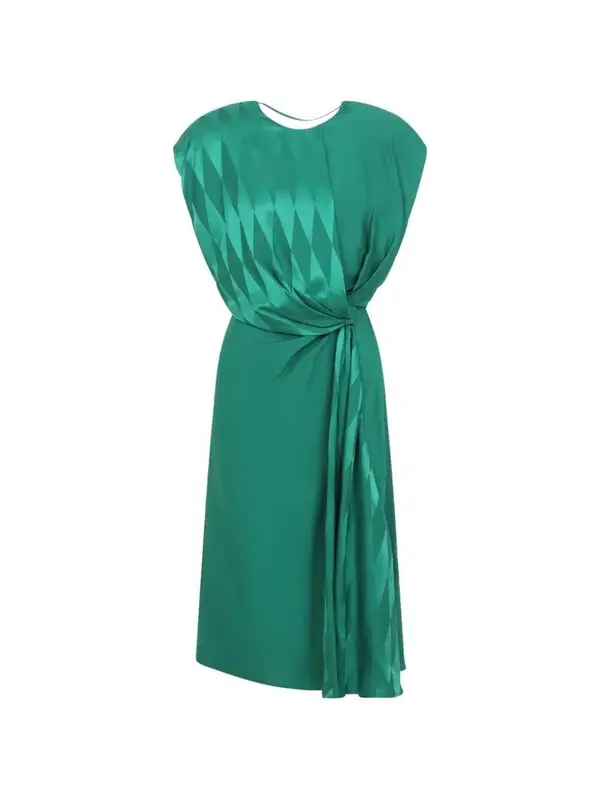 Versace Cocktail Dress Silk Viscose "rhombuses" Jacquard - Green