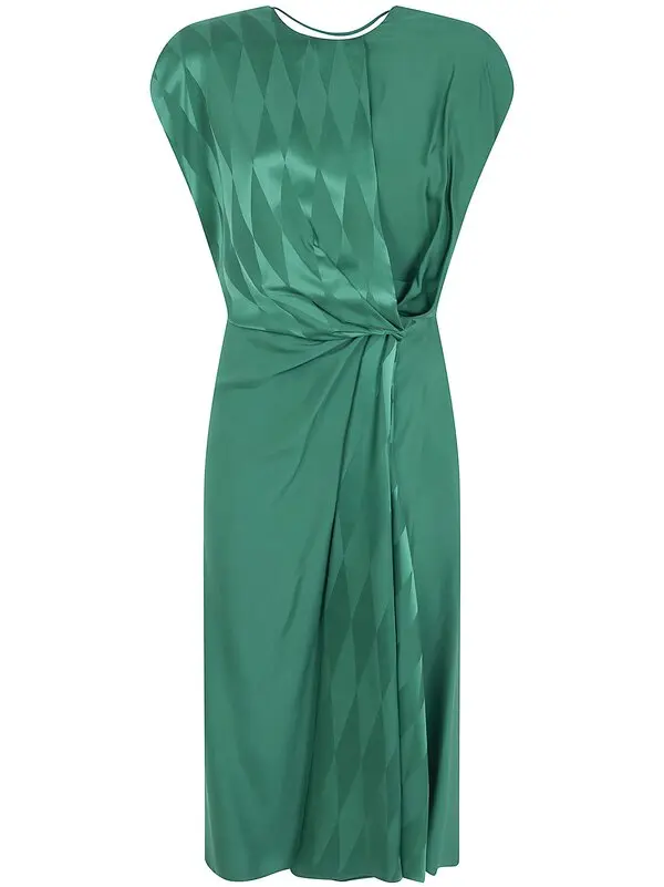 Versace Cocktail Dress In Silk Viscose Jacquard - Green