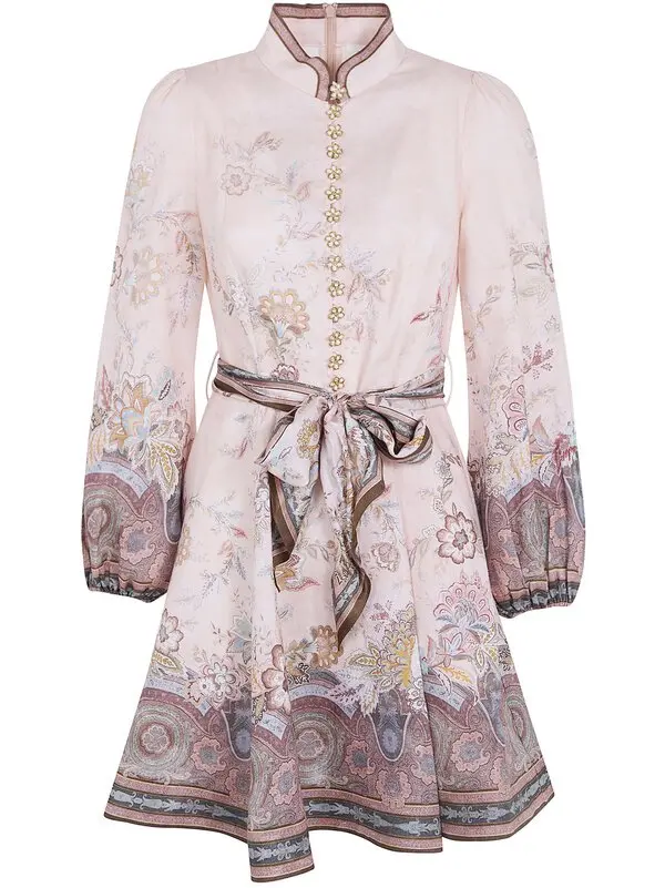 Zimmermann Alchemy" Button Mini Dress - Pink