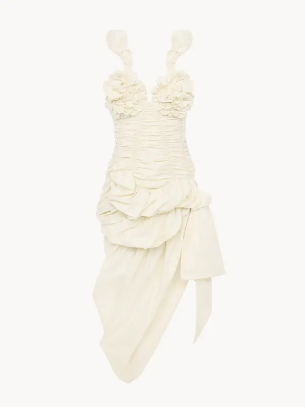 Chloé Ruched Bustier Midi Dress - Coconut Milk