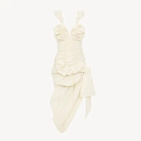 Chloé Ruched Bustier Midi Dress - Coconut Milk