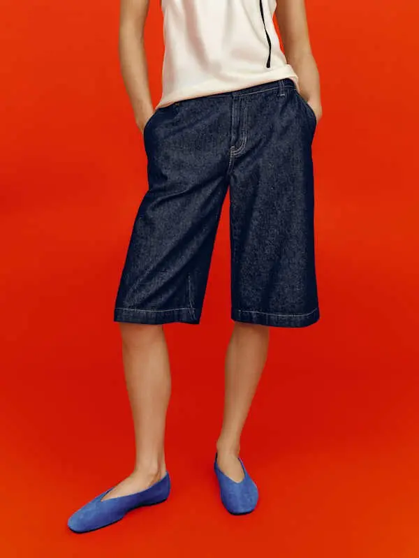 REFORMATION Elio Low Rise Denim Trousers - Blue