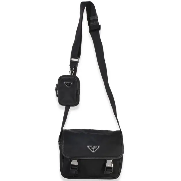 Prada Re-nylon Saffiano Double Buckle Messenger Bag