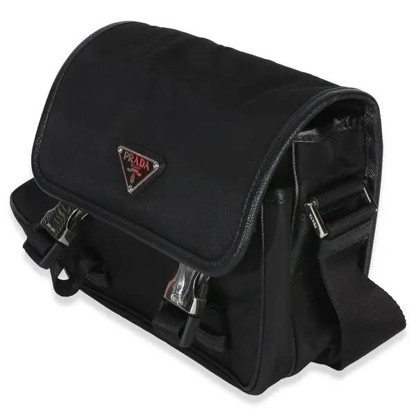 Prada Re-nylon Saffiano Double Buckle Messenger Bag