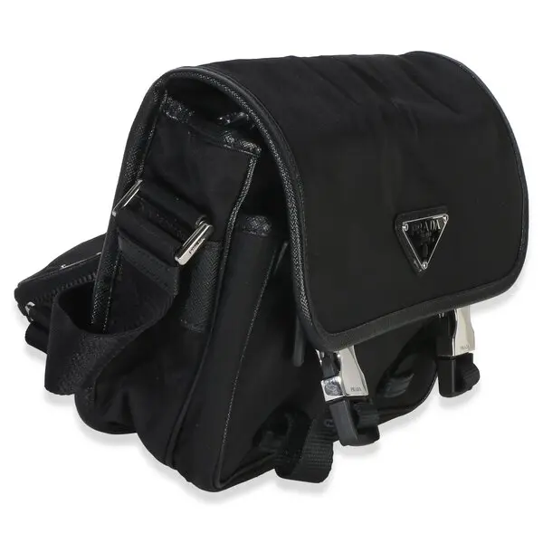Prada Re-nylon Saffiano Double Buckle Messenger Bag