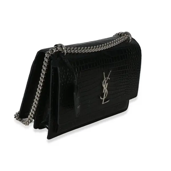 Saint Laurent Croc Embossed Calfskin Monogram Sunset Bag