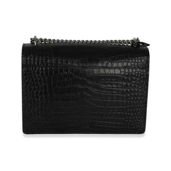 Saint Laurent Croc Embossed Calfskin Monogram Sunset Bag