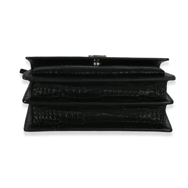 Saint Laurent Croc Embossed Calfskin Monogram Sunset Bag