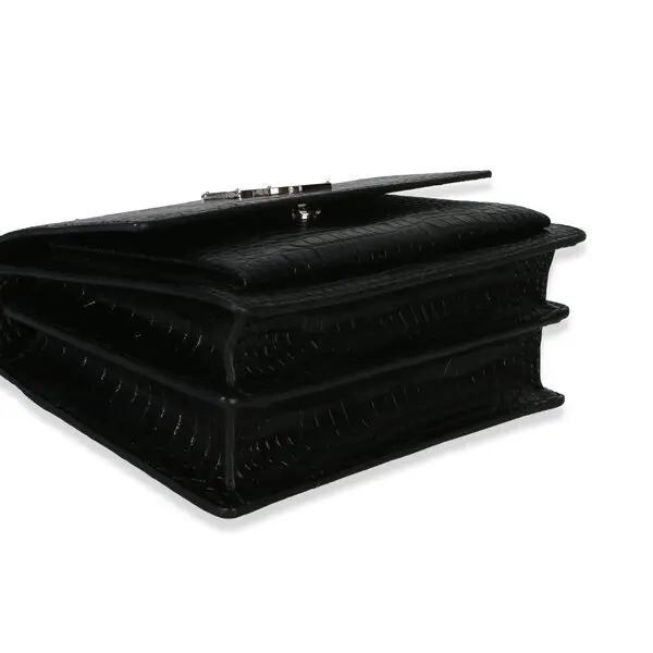 Saint Laurent Croc Embossed Calfskin Monogram Sunset Bag