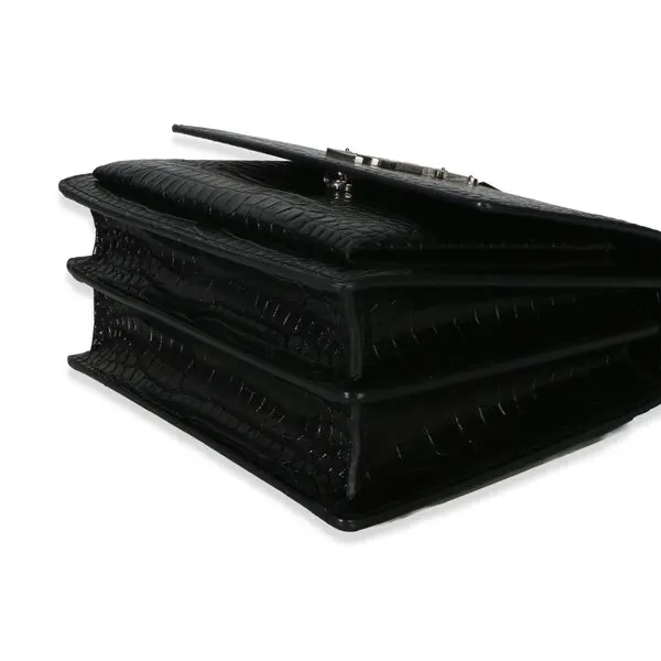 Saint Laurent Croc Embossed Calfskin Monogram Sunset Bag