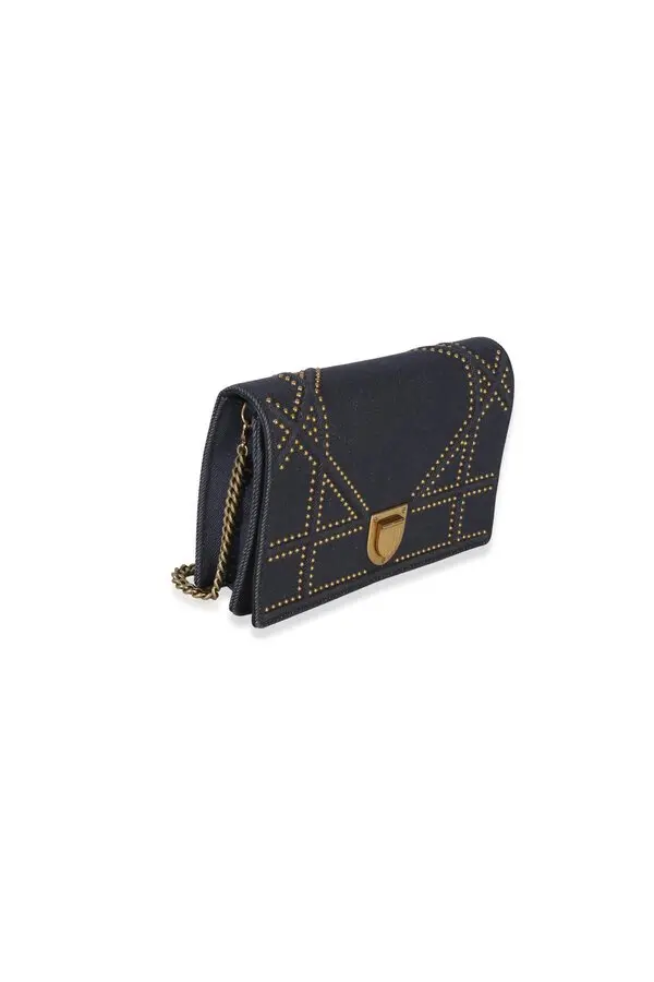 Dior Denim Studded Wallet On Chain