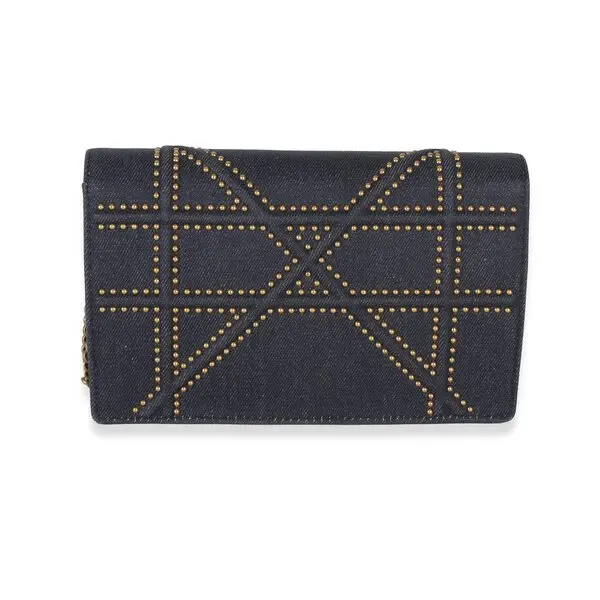 Dior Denim Studded Wallet On Chain