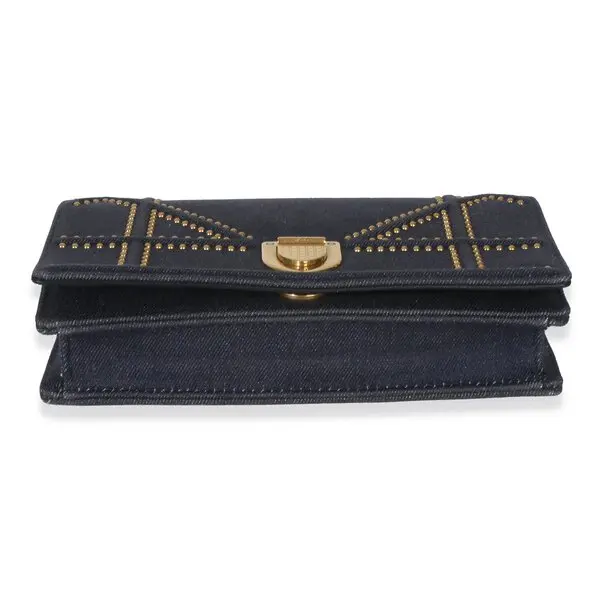 Dior Denim Studded Wallet On Chain