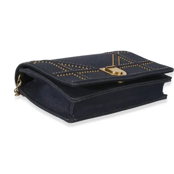 Dior Denim Studded Wallet On Chain