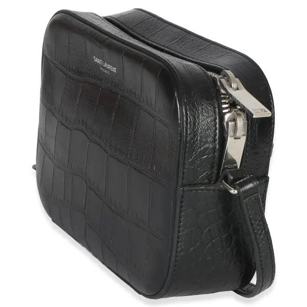 Saint Laurent Calfskin Camera Bag Crocodile Embossed