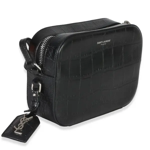 Saint Laurent Calfskin Camera Bag Crocodile Embossed