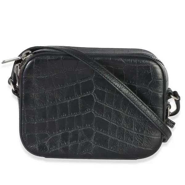 Saint Laurent Calfskin Camera Bag Crocodile Embossed